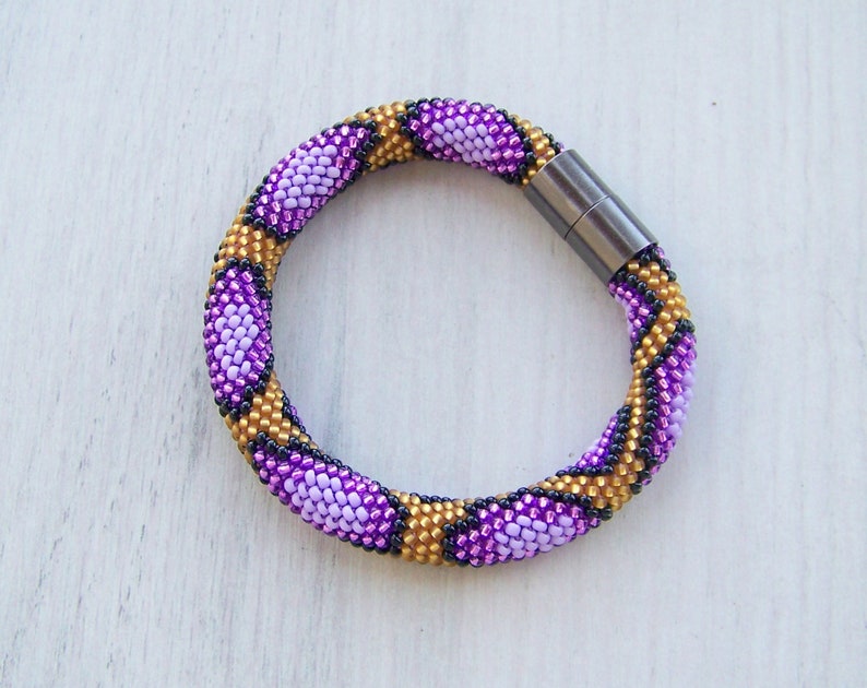 PDF Pattern for Beaded Crochet Bracelet Purple Violet Python - Etsy