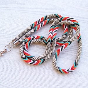 Bead Crochet Grey Native Lanyard Pattern, PDF DIY Rope Jewelry Pattern ...