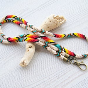 Bead Crochet Colorful Native Lanyard Pattern, PDF DIY Rope Jewelry ...