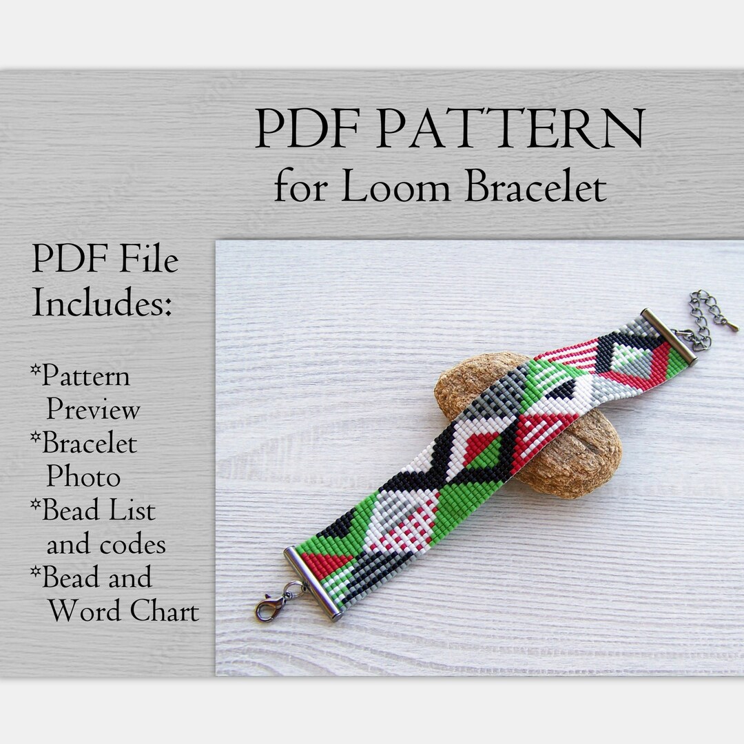 Geometric Colorful Loom Bead Pattern, Miyuki Delica Bracelet PDF ...