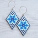 Snowflakes Brick Stitch Earrings PDF Pattern, Blue White Winter Rhombus ...