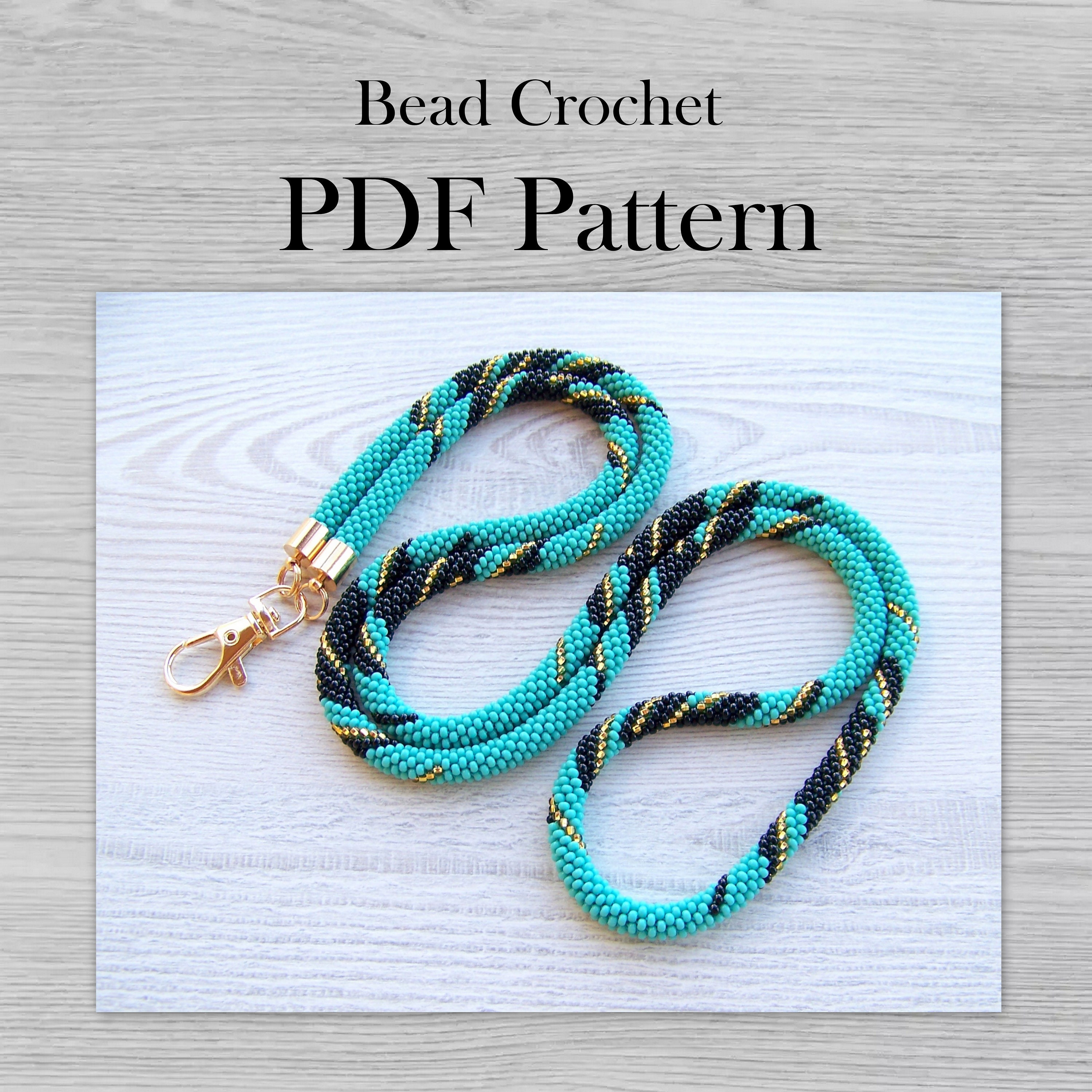 PDF Bead Crochet Pattern for Lanyard or Necklace, PDF Rope Jewelry ...
