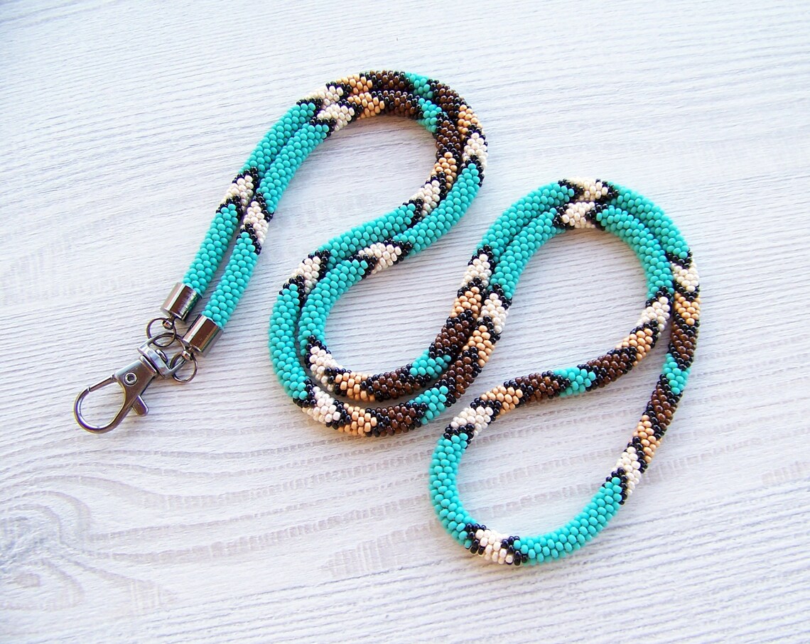Bead Crochet Lanyard Pattern PDF for Brown Chevrons Lanyard - Etsy