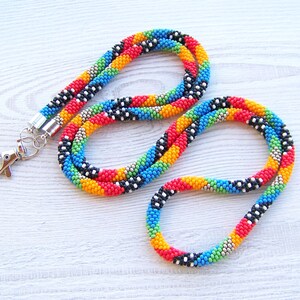 PDF Bead Crochet Lanyard Pattern, Statement Modern Colorful Geometric ...
