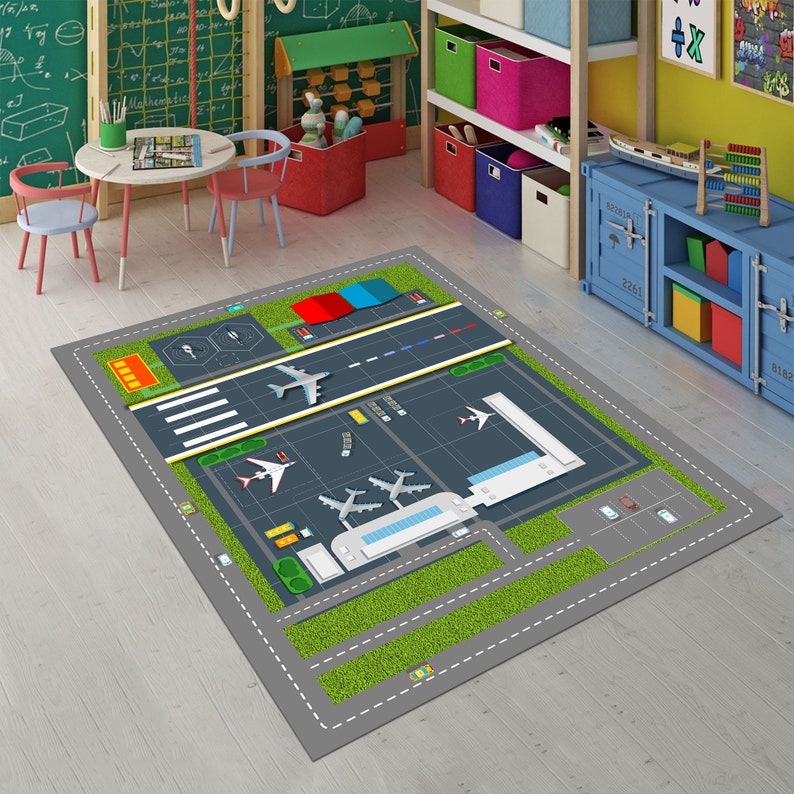 Airport Rug SC 599 Airplane Rug Kidsroom Game Rug Game Room - Etsy