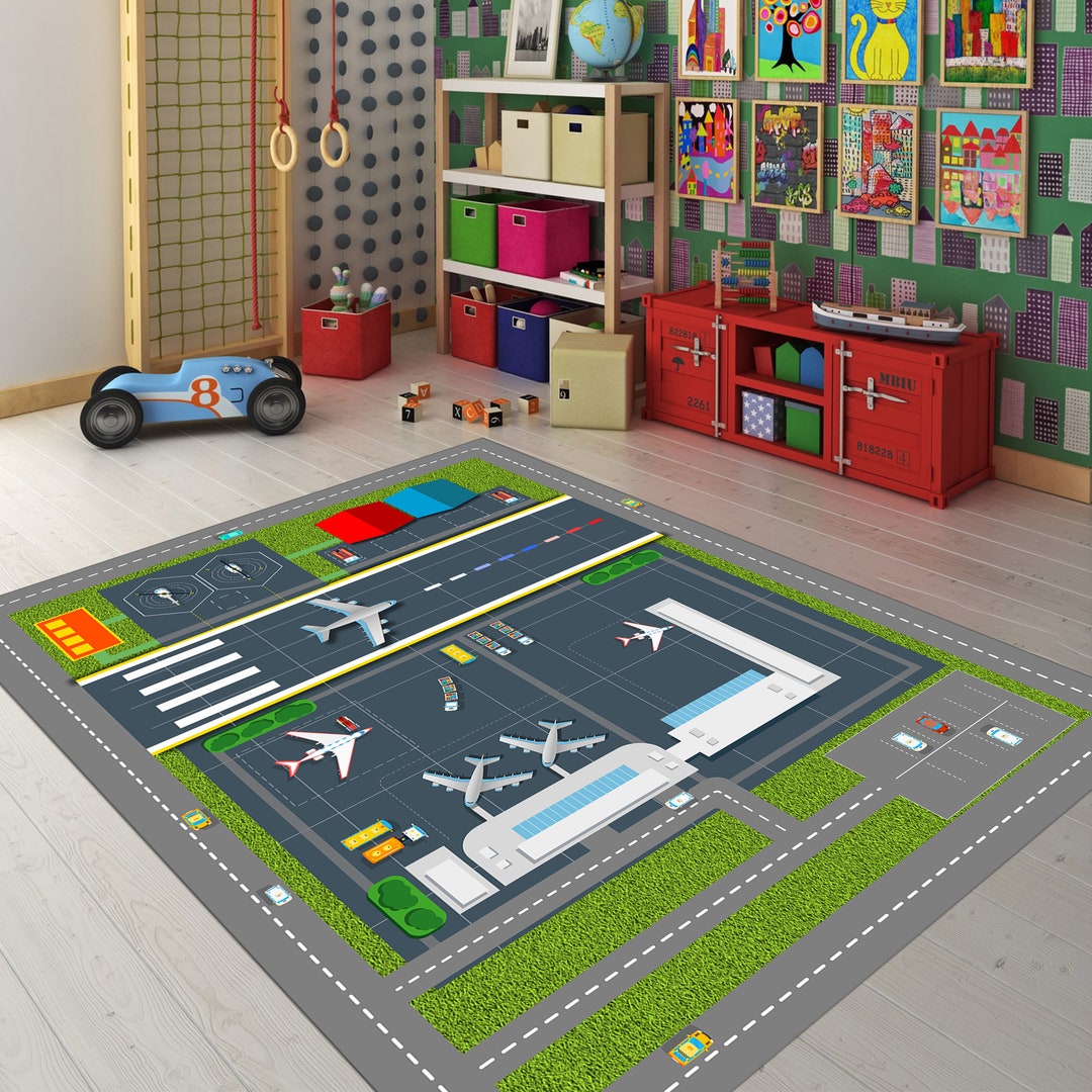 Airport Rug SC 599 Airplane Rug Kidsroom Game Rug Game Room - Etsy
