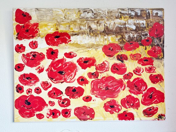 Poppy Fields Abstract Background Acrylic Painting on Canvas - Etsy