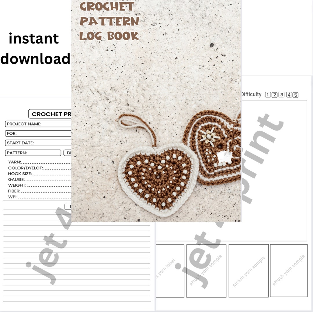 Crochet Pattern Log Book Knitting Record Book Download Crochet Design ...
