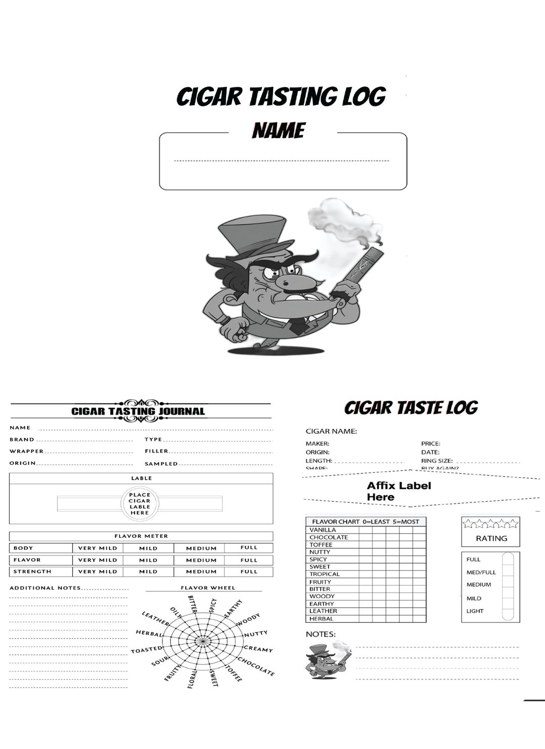 Cigar Tasting Log Digital Download Cigar Review Log Sheets Cigar Note ...
