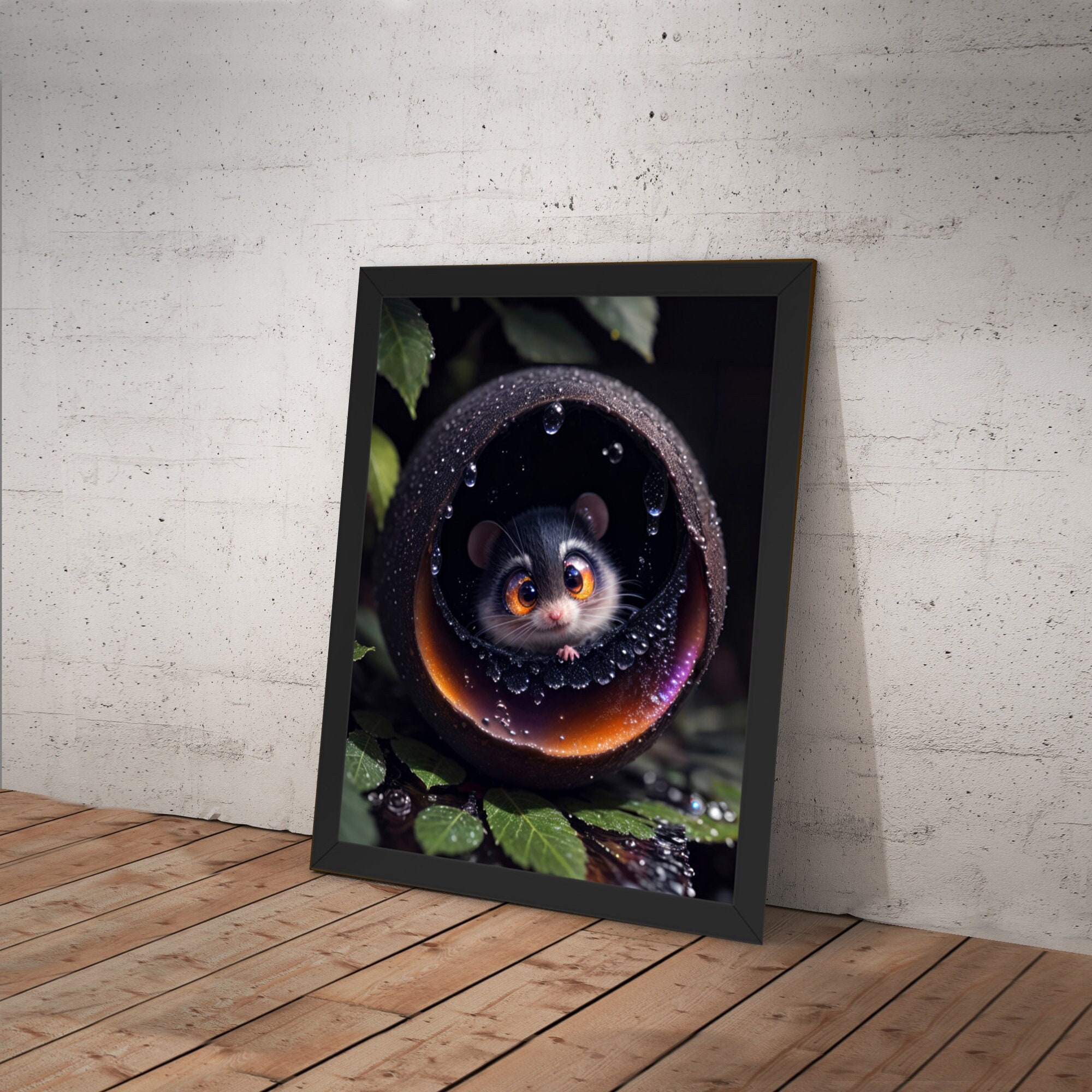 Framed Digital Wall Art Print of a Cute Alien Mouse Hiding in - Etsy