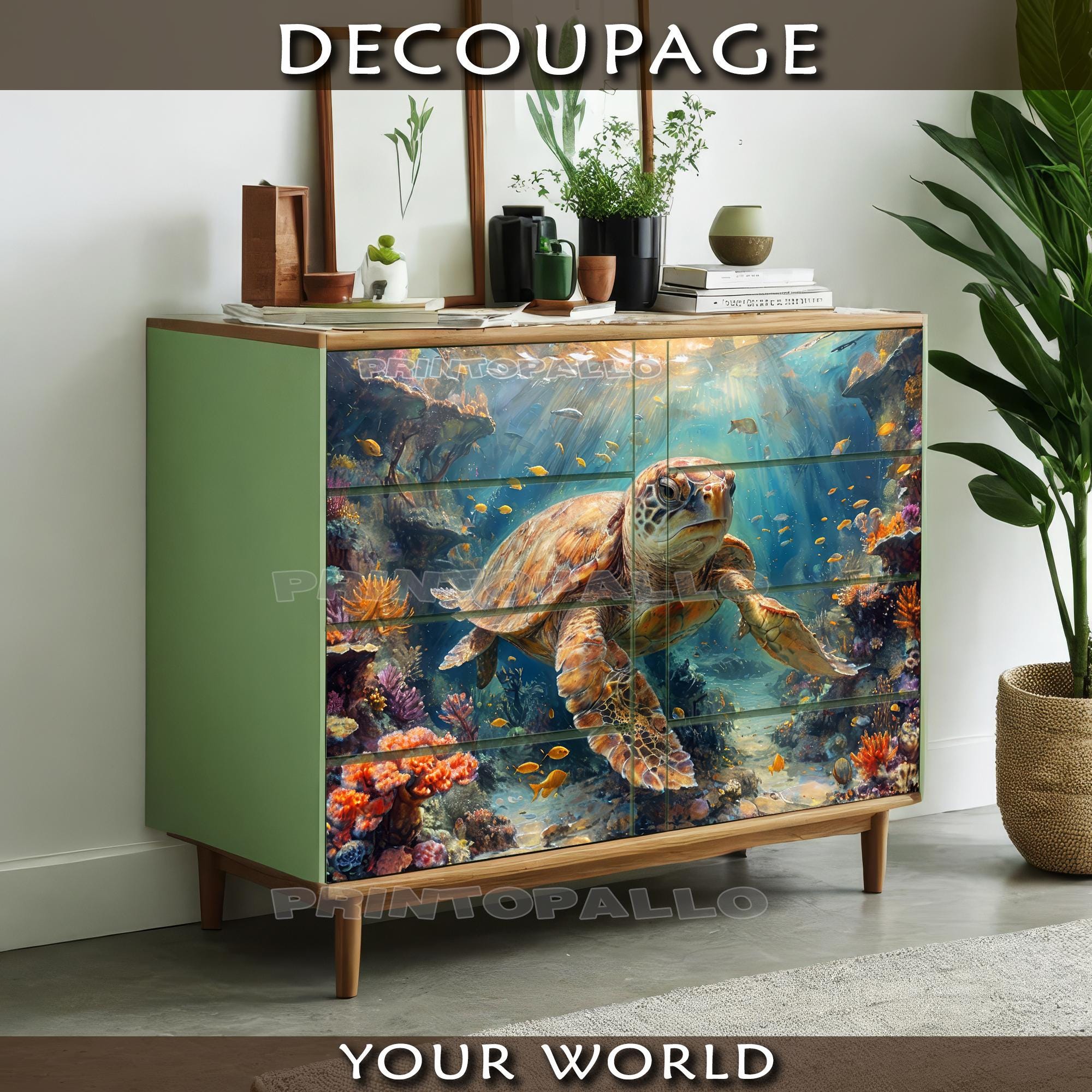 Loggerhead Turtle Tissue Paper: Underwater Reef Decoupage (3 Sheet) - Etsy