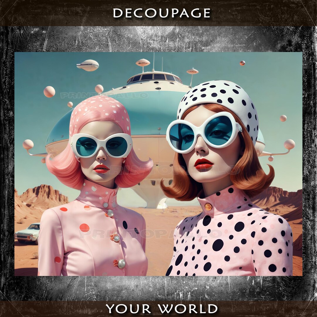 3 Sheet of Tissue Paper for Decoupage 18lbs - Retro Futuristic Women in ...