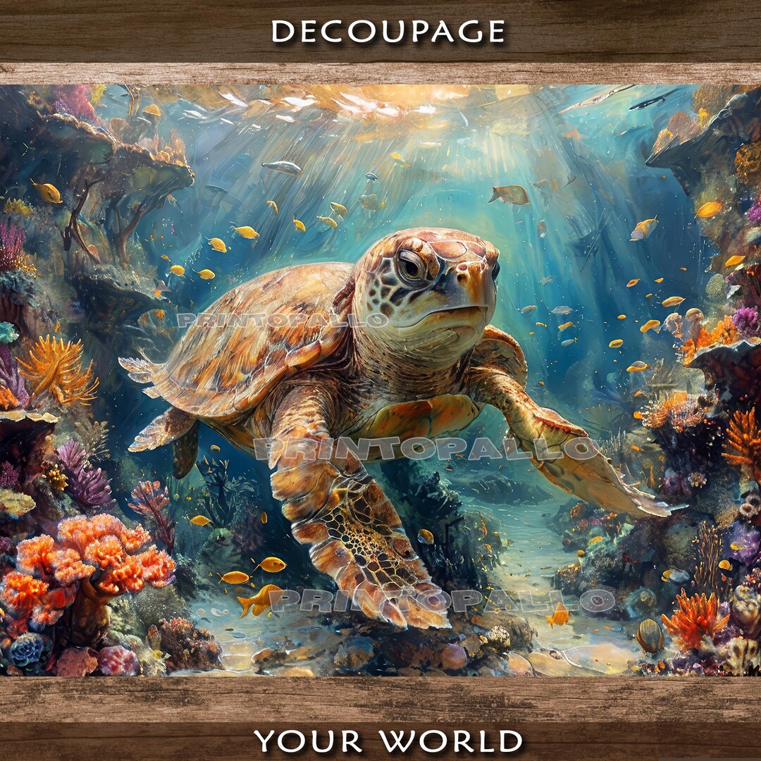 Loggerhead Turtle Tissue Paper: Underwater Reef Decoupage (3 Sheet) - Etsy