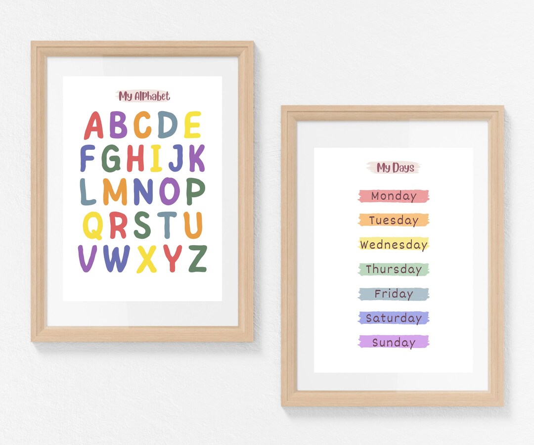 Alphabet, Numbers, Days of the Week Print - Etsy