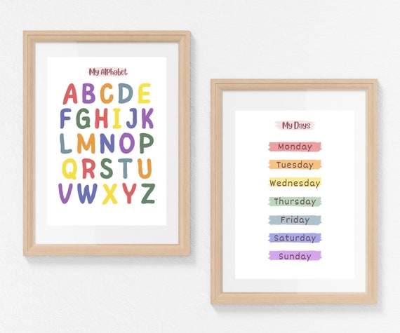 Alphabet Numbers Days of the Week Print - Etsy
