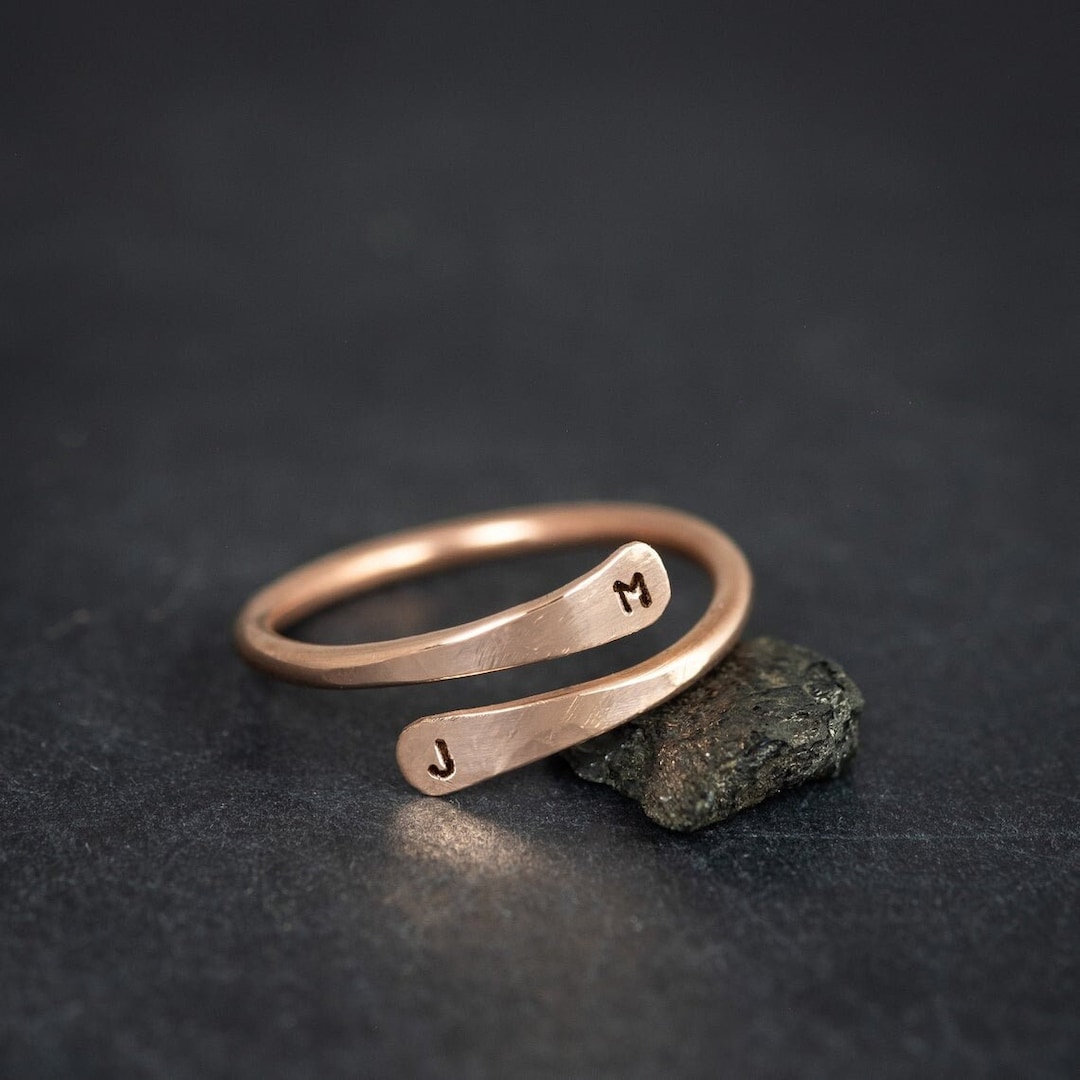 Custom Letters Personalized Ring, Engraved Rings, Pure Copper Handmade ...