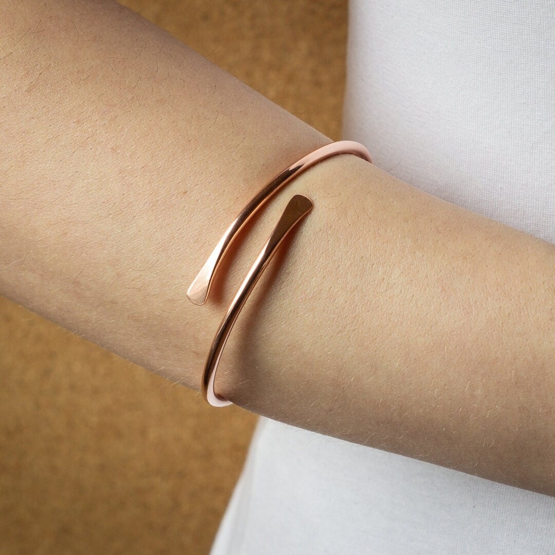 Adjustable Dainty Stacking Pure Copper Bangle Bracelet, Gifts for Women ...