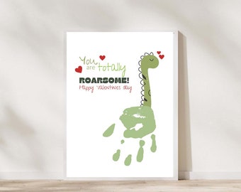 Dinosaur Handprint Card - Etsy