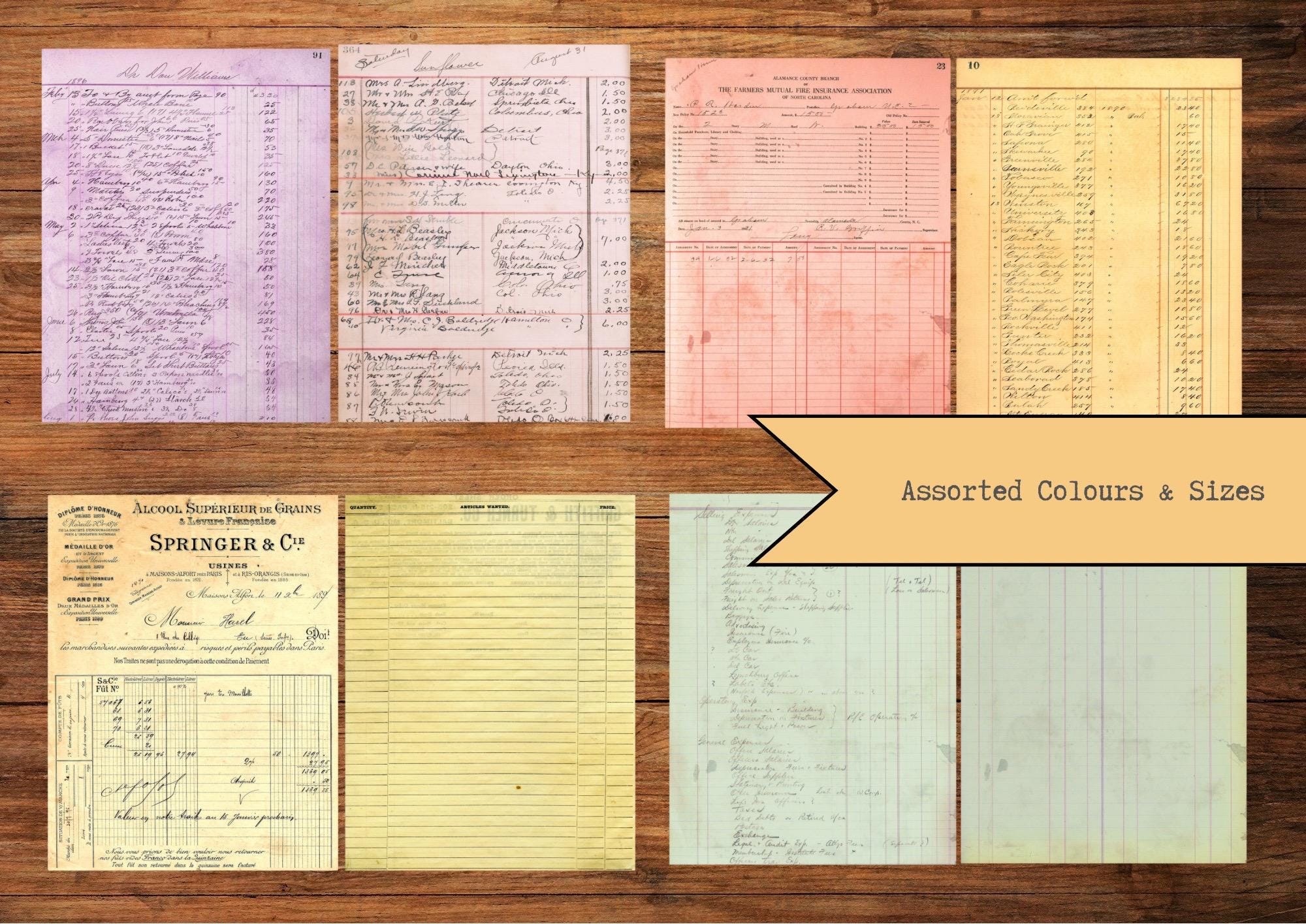 Colour Vintage Ledger Pages | Printable Antique Ledgers | Old ...
