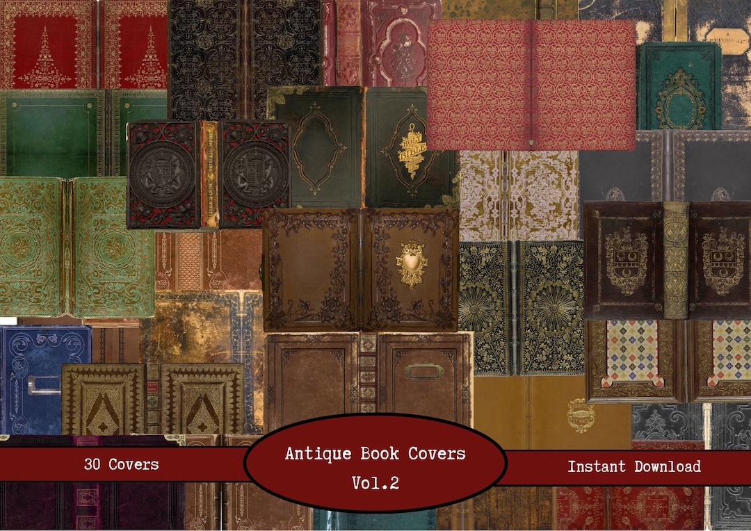 Antique Book Covers Vol.2 | Printable Vintage Journal Cover | Book ...