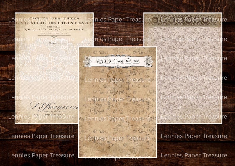 Harmony, Neutral Vintage Paper Pack, Printable Junk Journal Kit ...