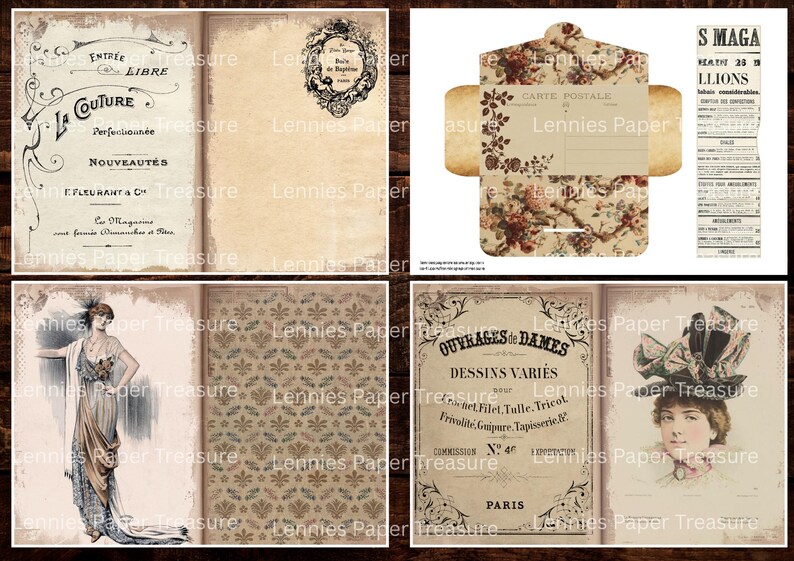 Vintage French Fashion Junk Journal Kit | Printable Journaling Pages ...