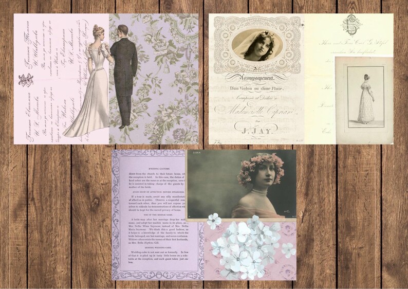 Vintage Wedding Scrapbook Printable Pages | Digital Vintage Wedding ...