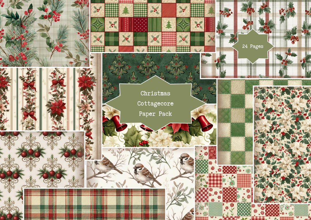 Christmas Cottagecore Paper Pack | Digital Download | Junk Journal ...