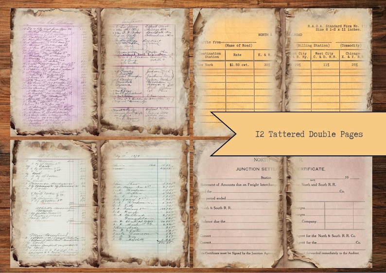Colour Vintage Ledger Pages | Printable Antique Ledgers | Old ...
