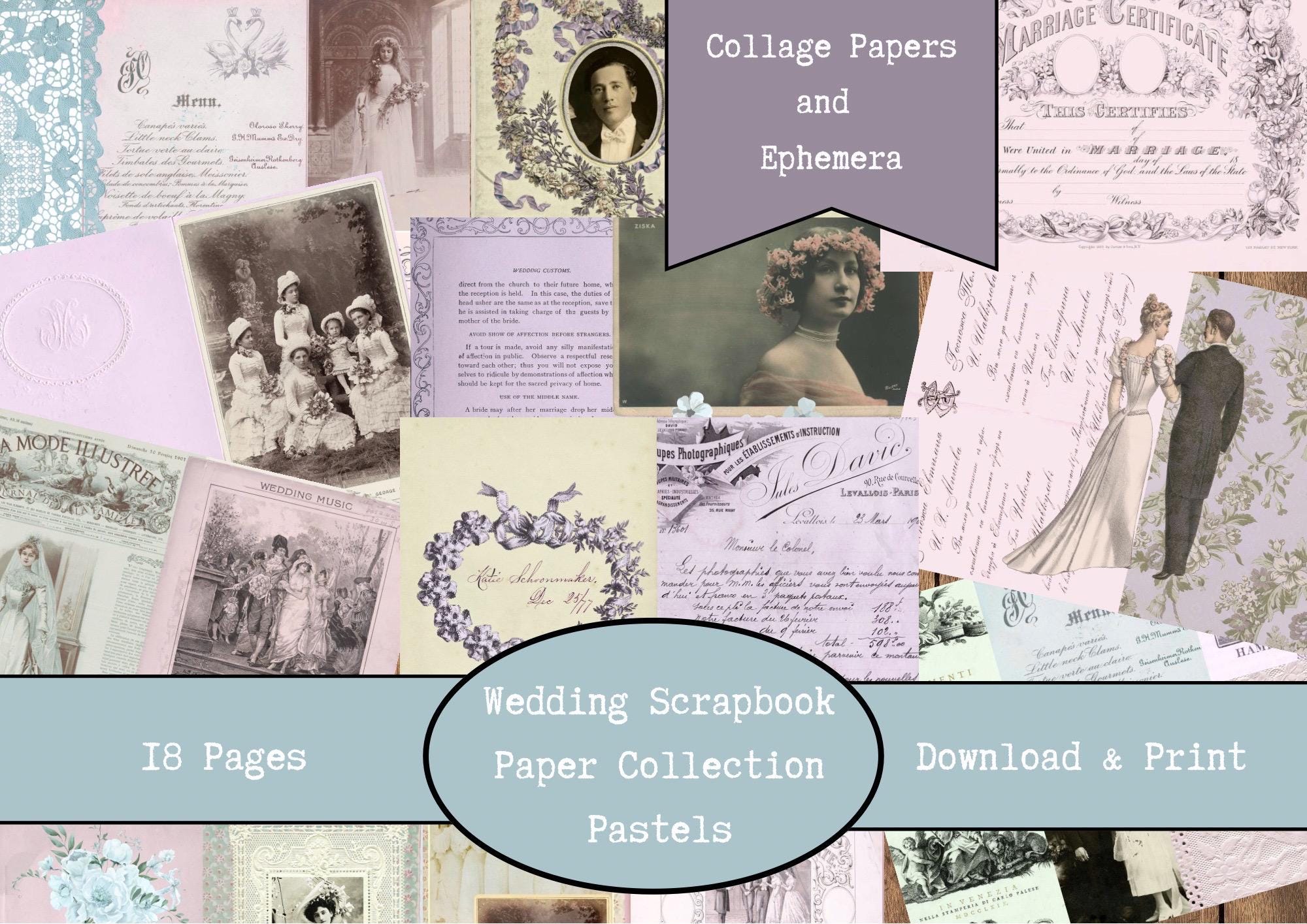 Vintage Wedding Scrapbook Printable Pages | Digital Vintage Wedding ...