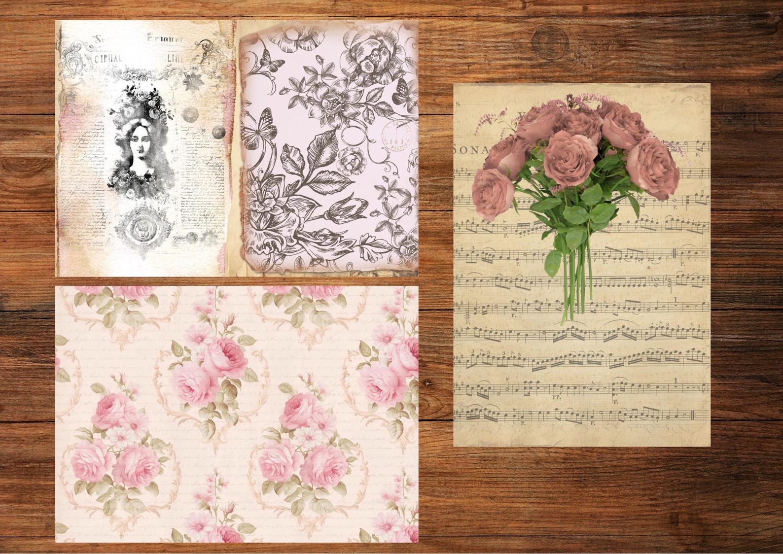 Starlets Vintage Paper Pack | Printable Junk Journal Pages | Antique ...