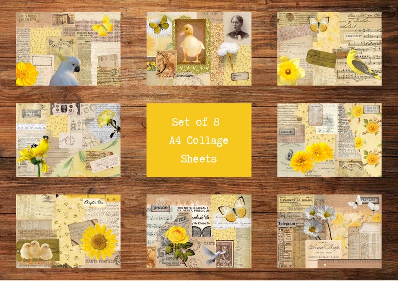 Spring Yellow Printable Collage Sheets | Digital Masterboards | Junk ...