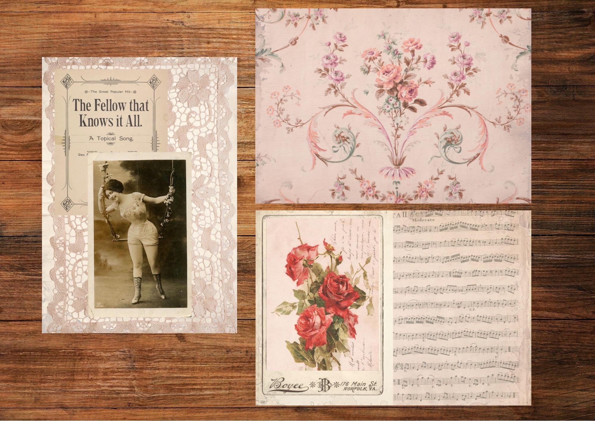 Starlets Vintage Paper Pack | Printable Junk Journal Pages | Antique ...
