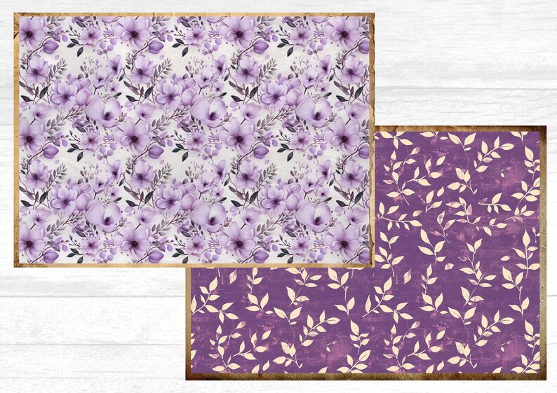 Vintage Purple Cottagecore Digital Paper Pack | Floral Pattern Papers ...