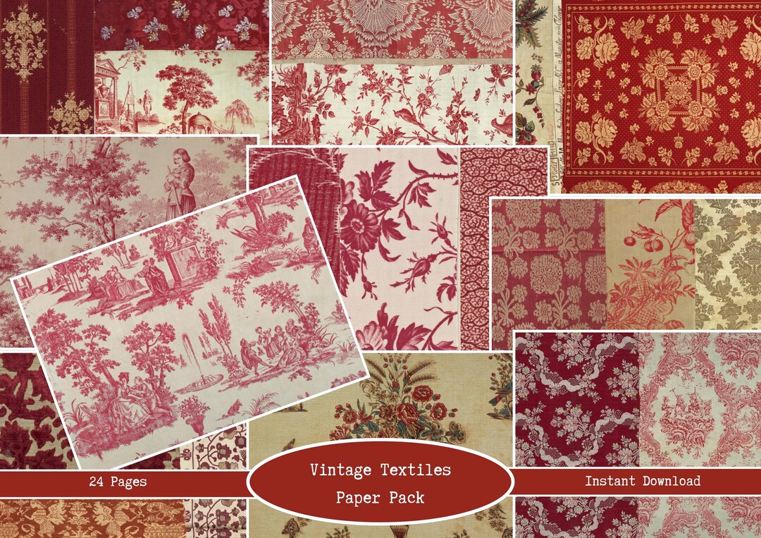 Vintage Textiles Decorative Paper Pack | Digital Junk Journal ...