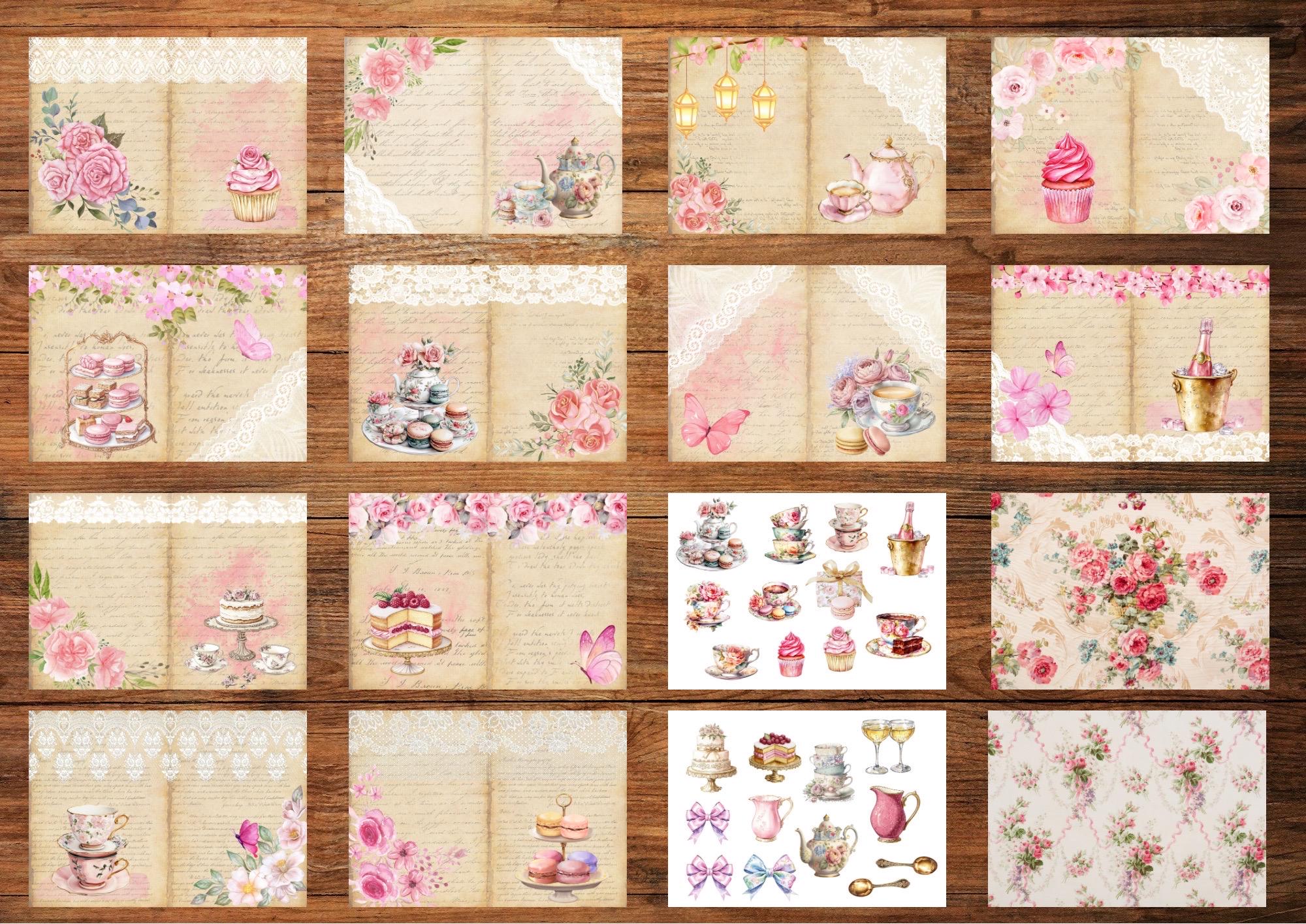 Vintage Afternoon Tea Printable Junk Journal Paper Pack | Vintage Tea ...