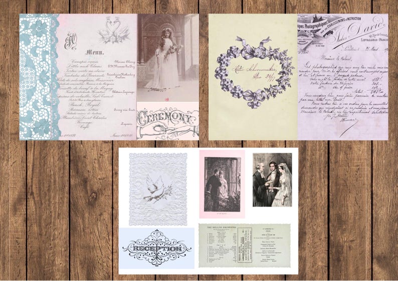 Vintage Wedding Scrapbook Printable Pages | Digital Vintage Wedding ...