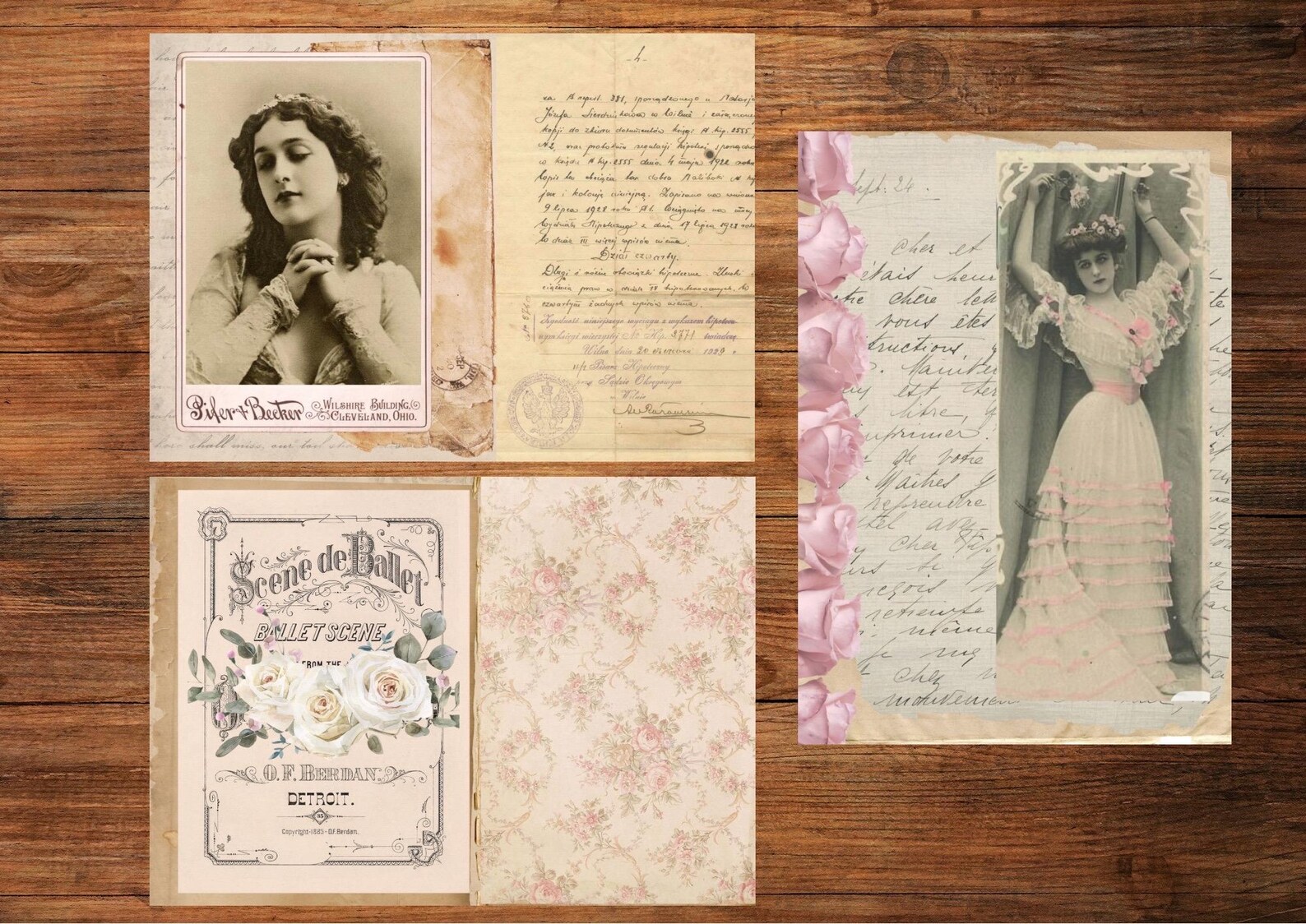 Starlets Vintage Paper Pack | Printable Junk Journal Pages | Antique ...