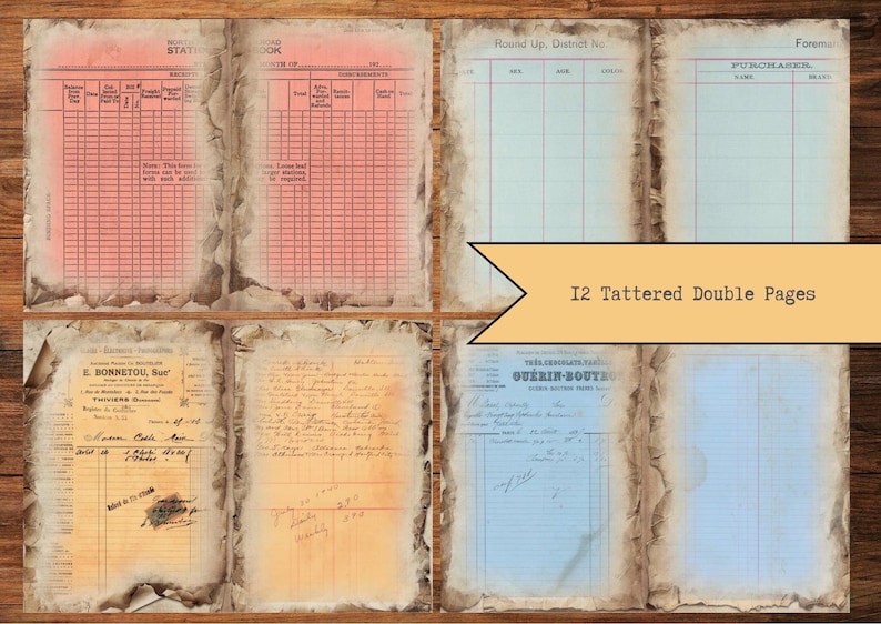 Colour Vintage Ledger Pages | Printable Antique Ledgers | Old ...
