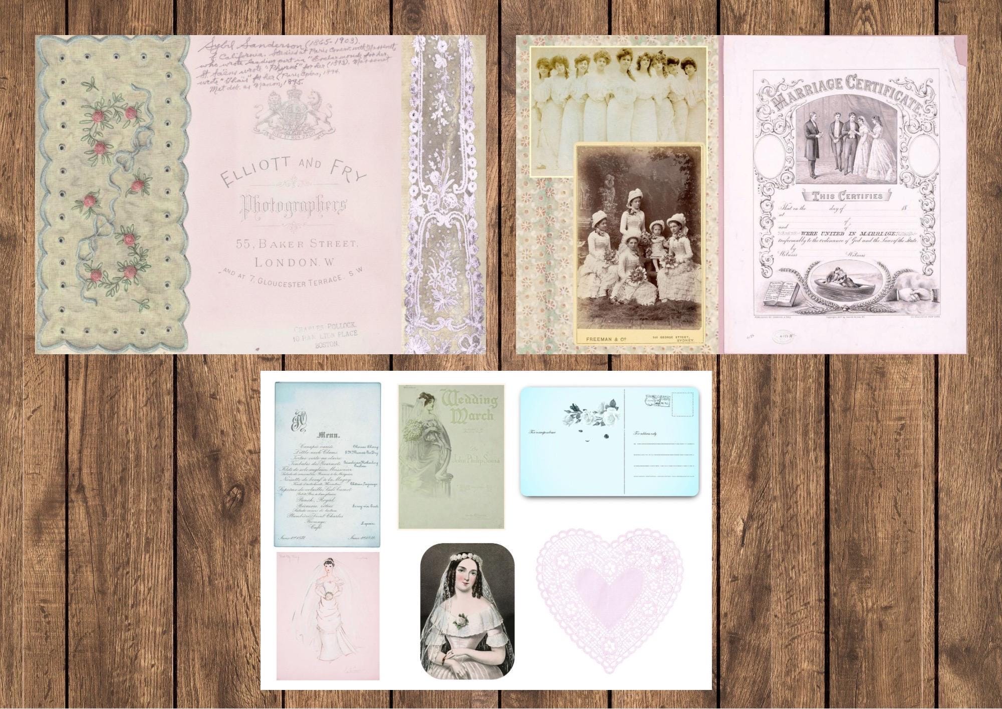 Vintage Wedding Scrapbook Printable Pages | Digital Vintage Wedding ...