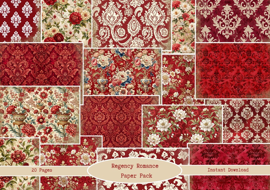 Regency Romance Printable Paper Pack | Digital Scrapbook, Junk Journal ...