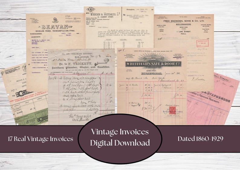 Vintage Invoices | Printable Junk Journal Ephemera | Vintage Ephemera ...