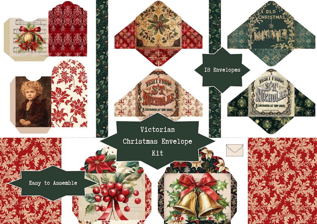 Victorian Christmas Envelope Kit | Digital Junk Journal Accessories ...