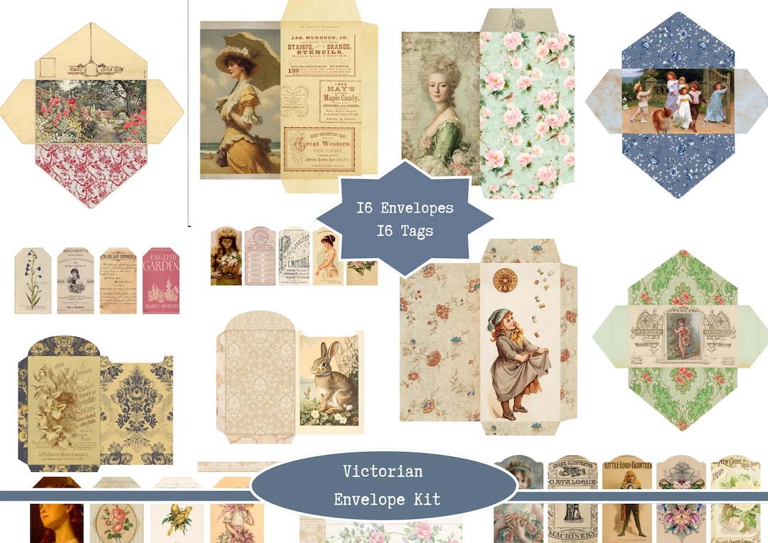 Victorian Envelope Kit | Printable Envelopes & Tags | Vintage Junk ...