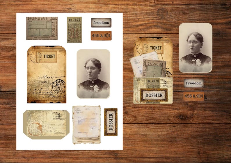 Grungy Vintage Loaded Pocket Tags | Digital Download | Junk Journal Tag ...