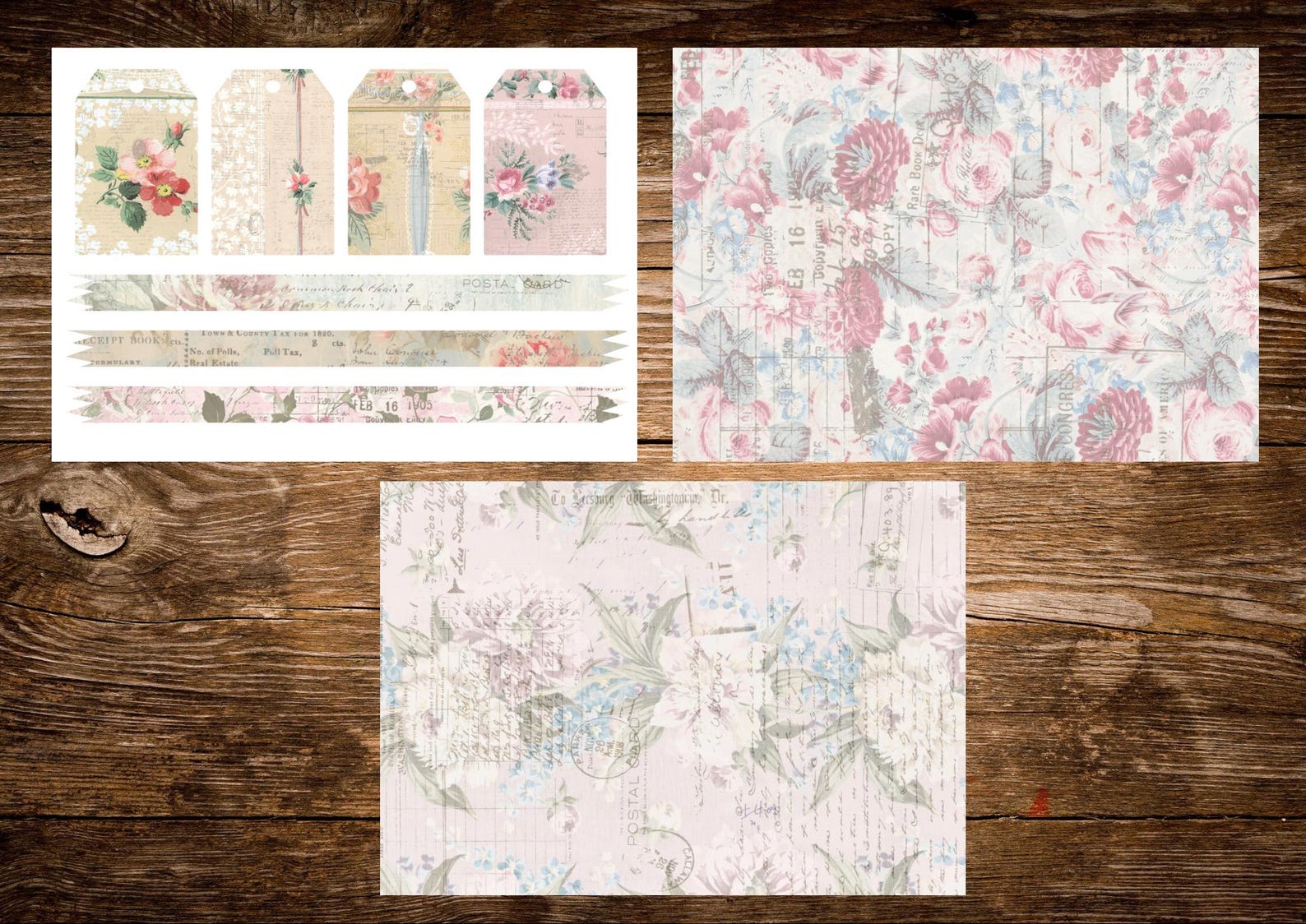 Vintage Shabby Chic Junk Journal Kit | Printable Papers | Digital ...