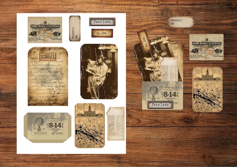 Grungy Vintage Loaded Pocket Tags | Digital Download | Junk Journal Tag ...
