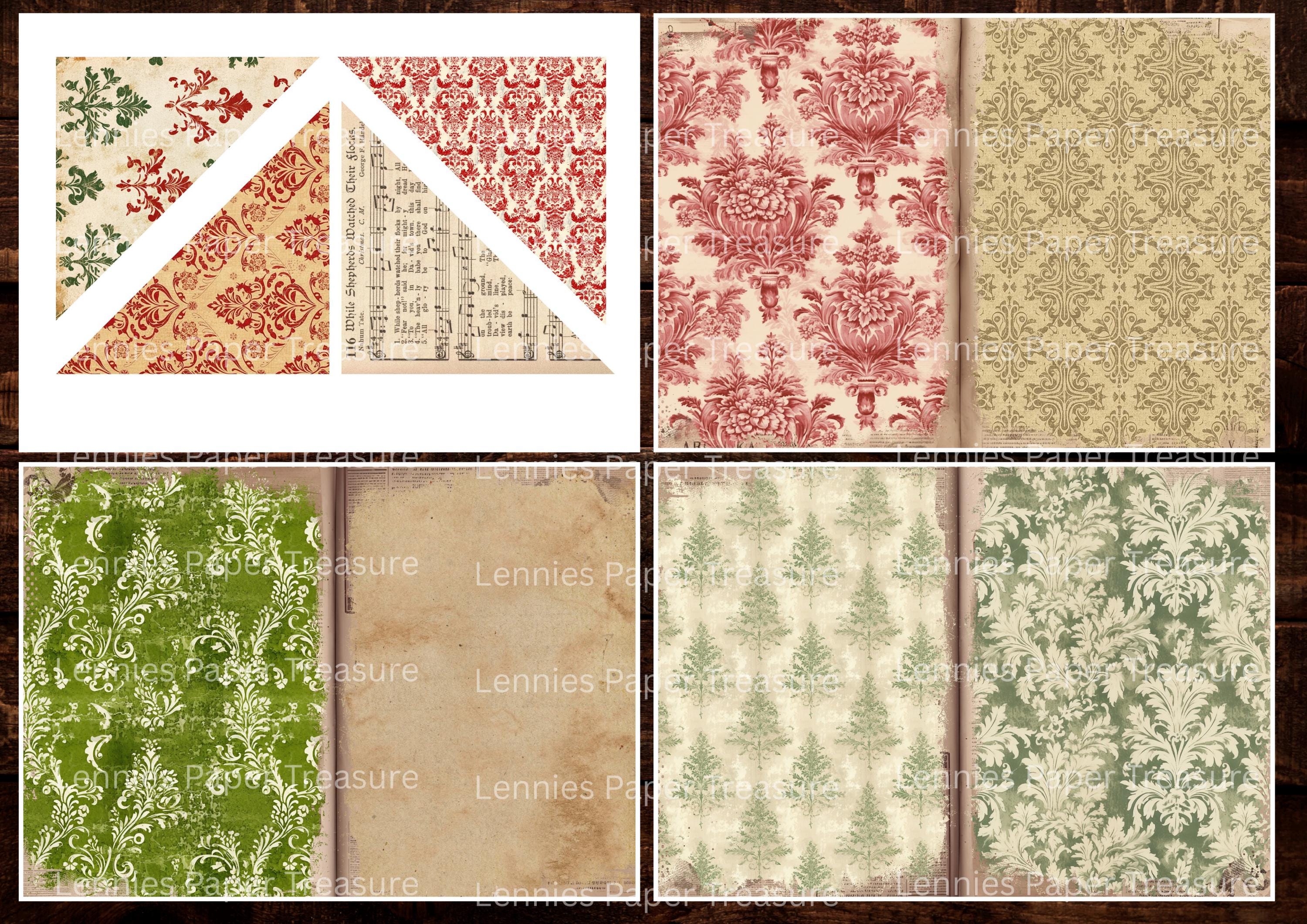 Vintage Damask Christmas Junk Journal Digital Kit | Printable Aged ...
