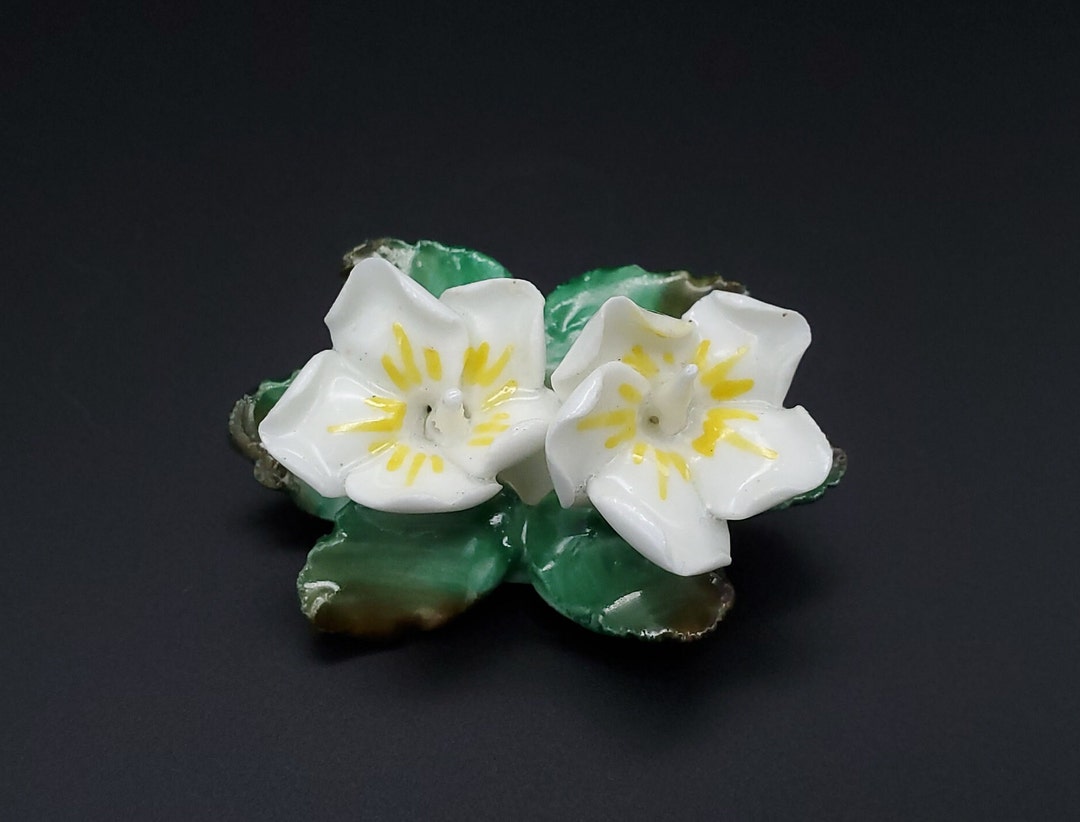 Vintage Artone Bone China Floral Brooch Pin White Flowers Made in ...