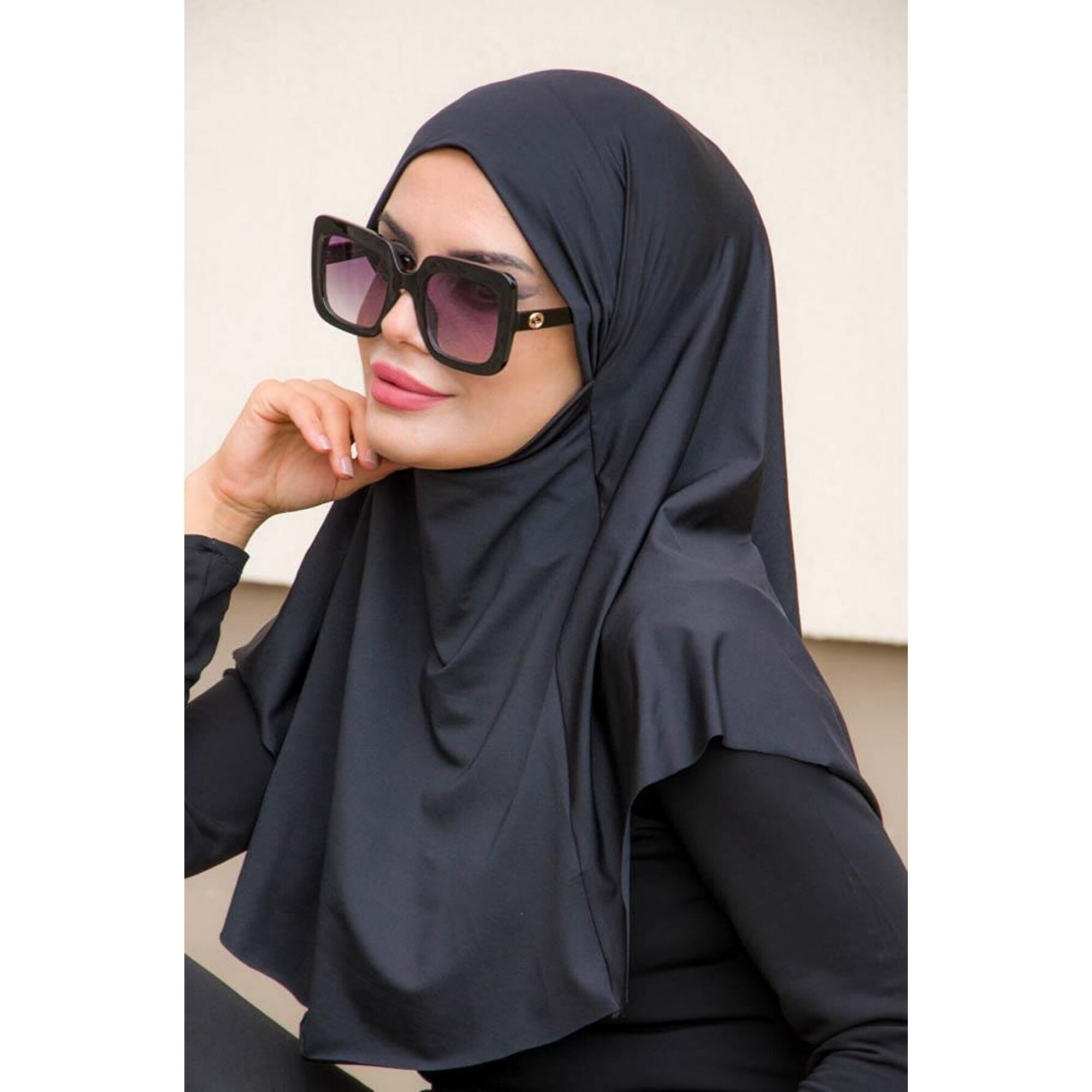 Black Oversize Hijabtie Back Instant Hijabready to Wear - Etsy